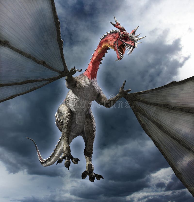 Dragon in Flight stock illustration. Illustration of wings - 51736