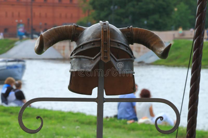 Horned helmet closeup stock image. Image of battle, horns - 77220671