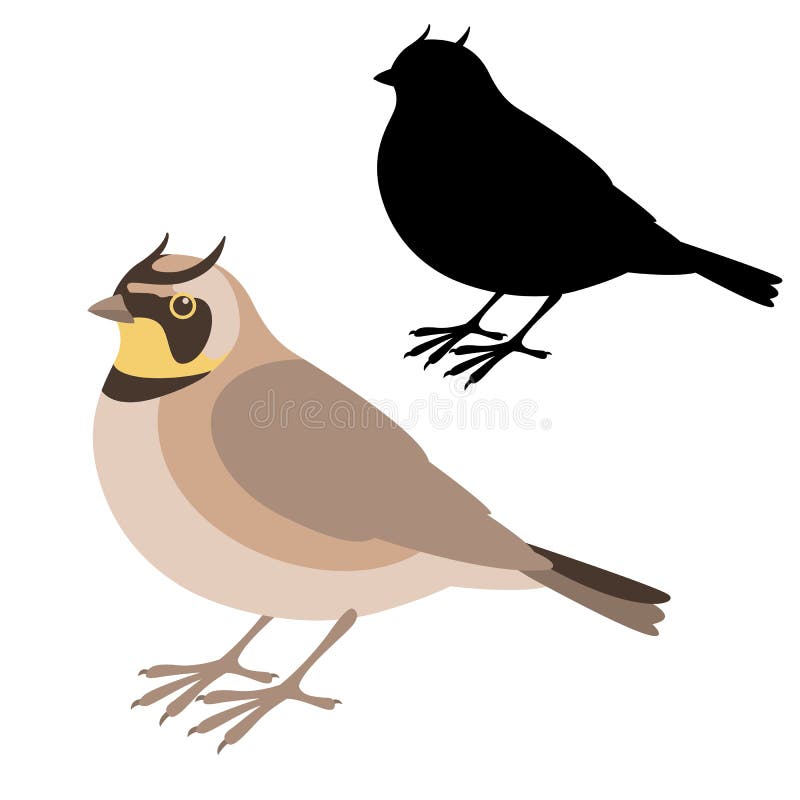 Horned Lark Bird Vector Illustration Flat Style Silhouette Stock Vector ...