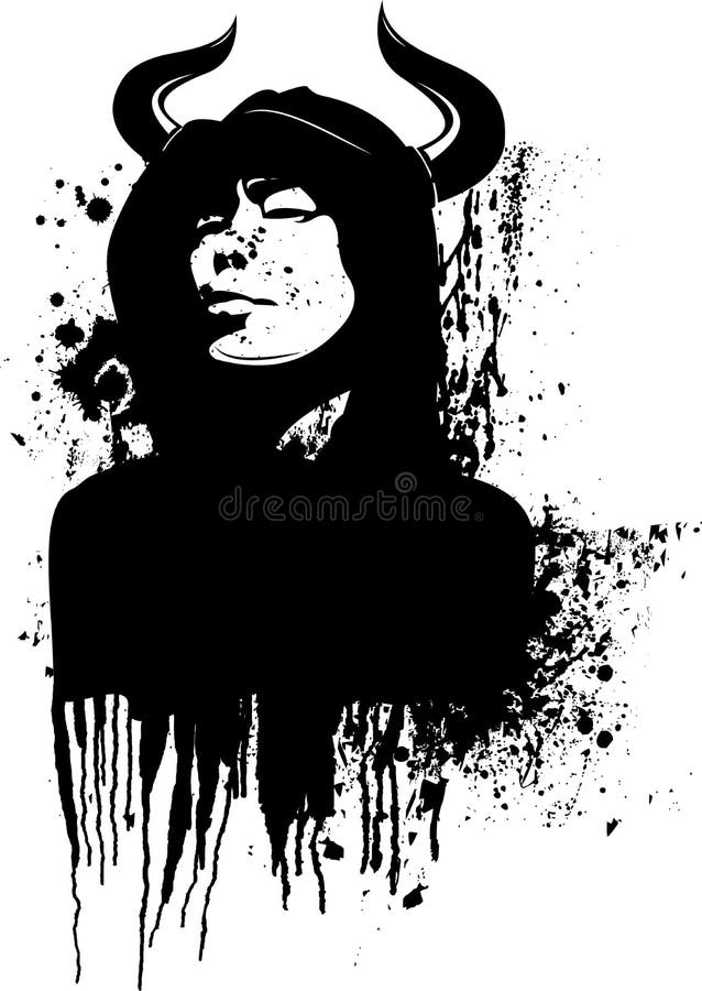 Horned Man in the Hood. stock vector. Illustration of horn - 13102495