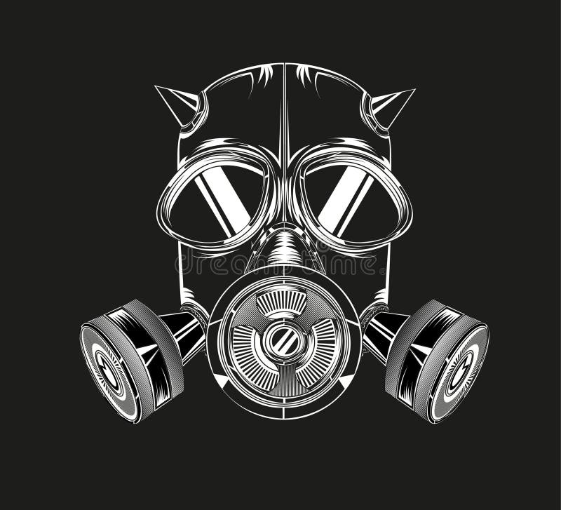 Skull wearing a gas mask stock vector. Illustration of print - 47989681