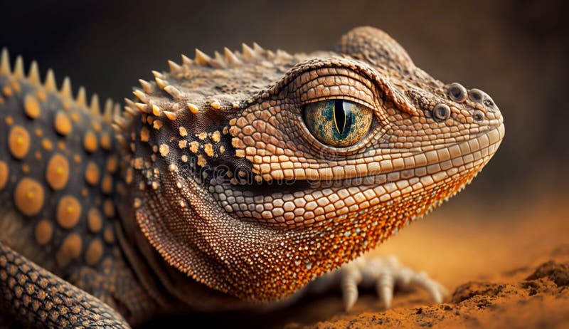 Horned Reptile Crawls Across Multi Colored Patterned Skin Generated by ...