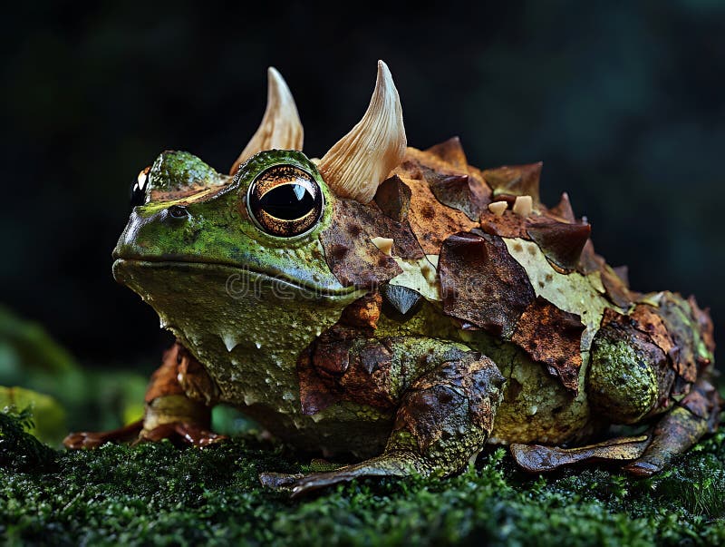 Horned Toad in Its Forest Habitat among Moss Stock Illustration ...