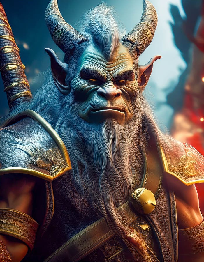 Horned Troll in Leather and Gold Armour Stock Illustration ...