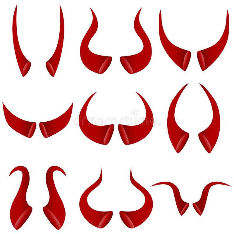 Realistic 3d Devil Red Horns Tail and Fork Set. Vector Stock Vector ...