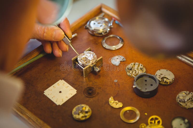 Horologist Repairing a Watch Stock Image - Image of magnifying ...