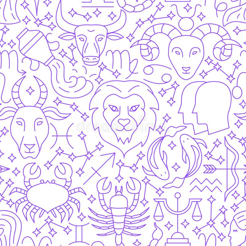 Horoscope Line Seamless Pattern Stock Vector - Illustration of scorpio ...