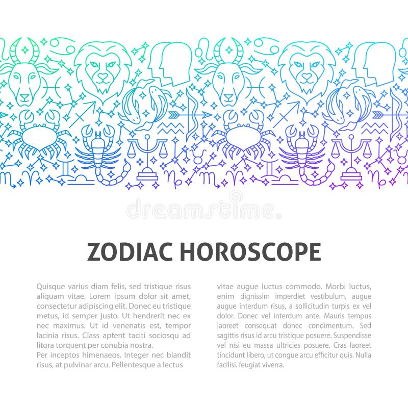 Horoscope Line Symbols Set stock vector. Illustration of astrological ...