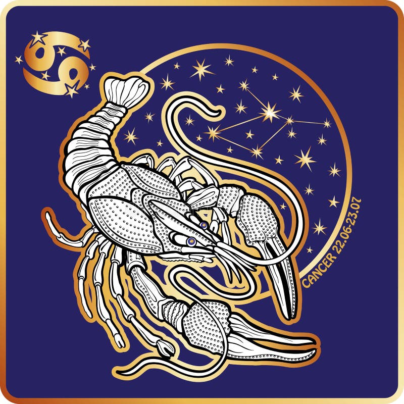 Cáncer Y La Muestra Del Zodiaco Círculo Del Horóscopo Vector