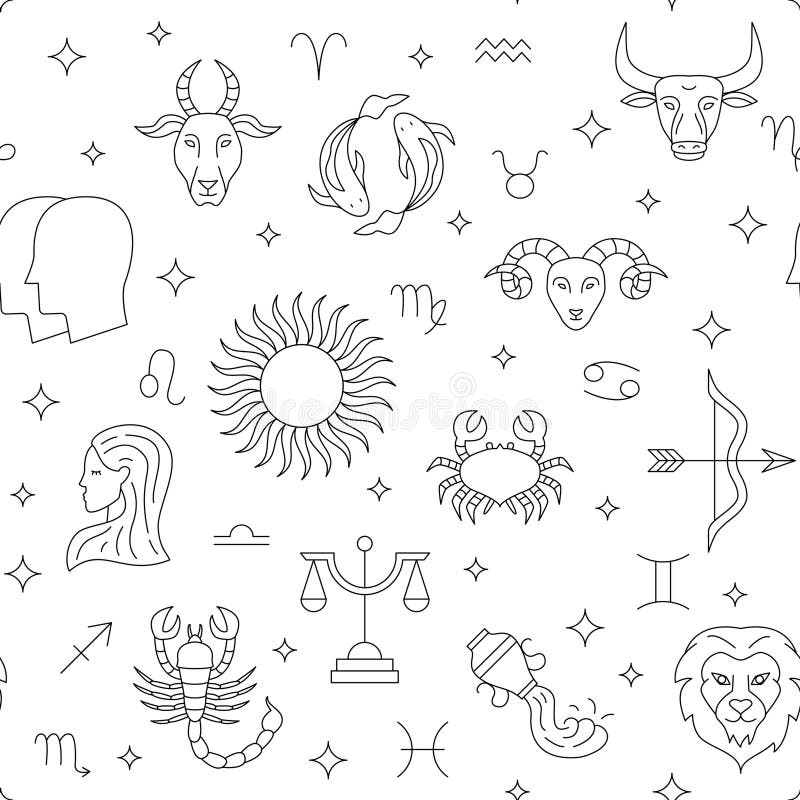 Horoscope Sky Line Seamless Pattern Stock Vector - Illustration of ...