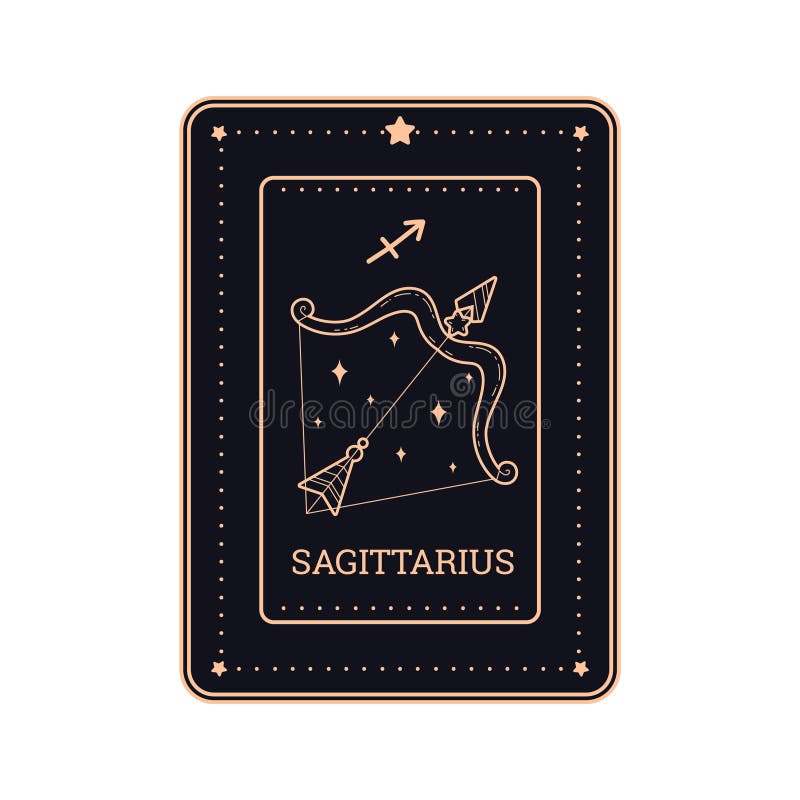 Horoscope Vector Black Card Line Art Style With Astrological Zodiac
