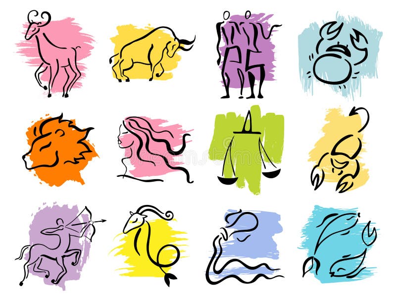 Horoscope Zodiac Star Signs, Set. Stock Illustration - Illustration of ...