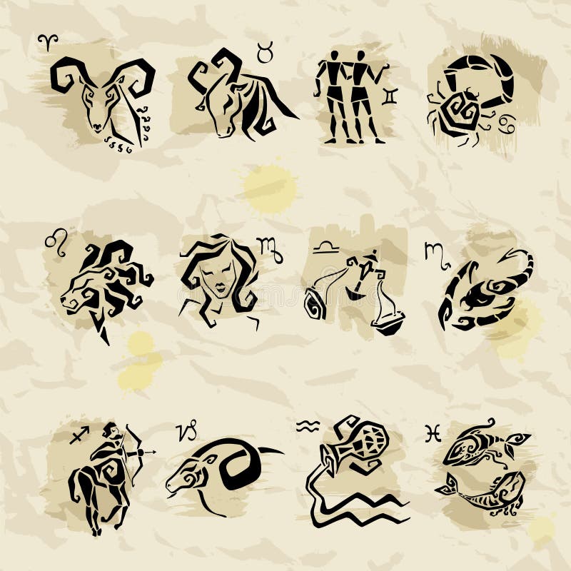 Horoscope Zodiac Star Signs, Set. Stock Illustration - Illustration of ...