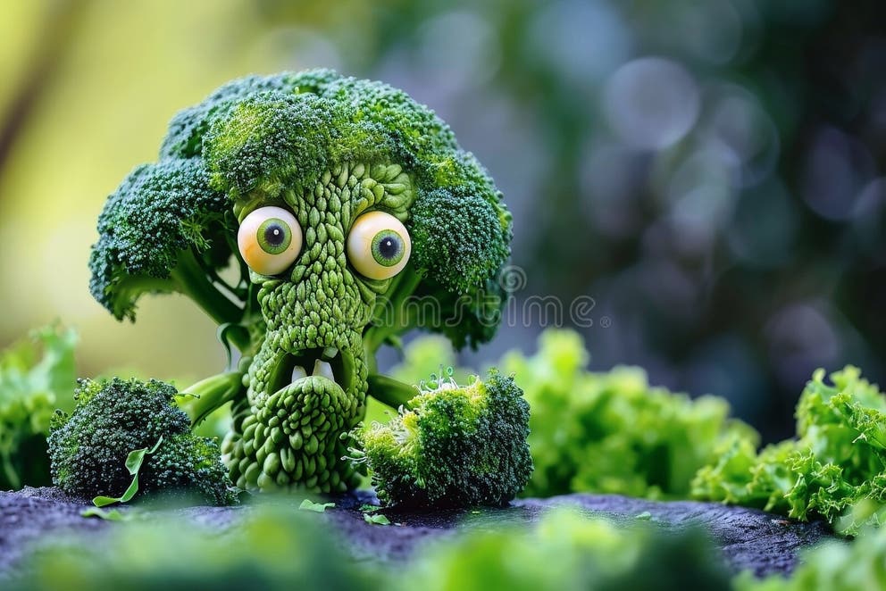 A Horrible Monster Made from Broccoli Stock Illustration - Illustration ...