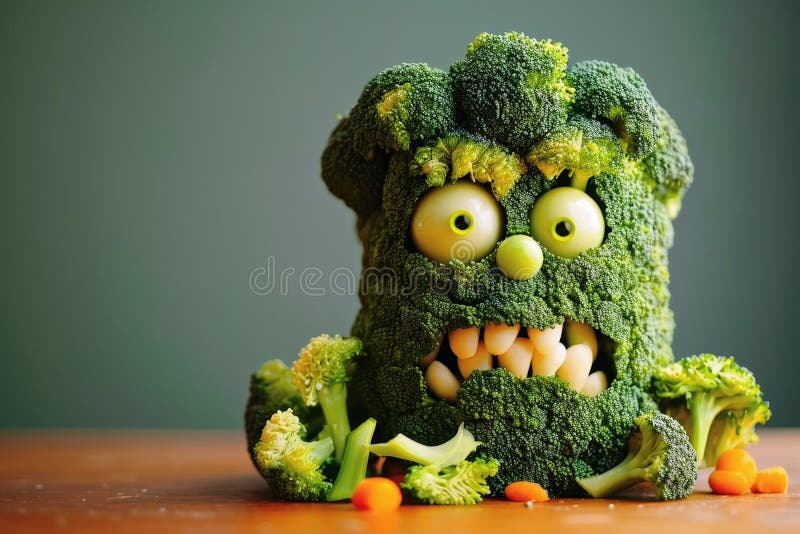 A Horrible Monster Made from Broccoli Stock Illustration - Illustration ...