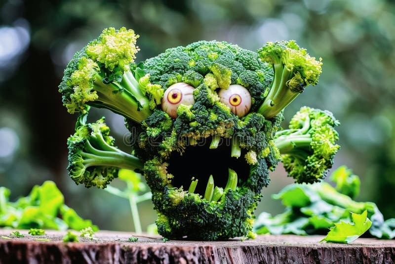 A Horrible Monster Made from Broccoli Stock Illustration - Illustration ...