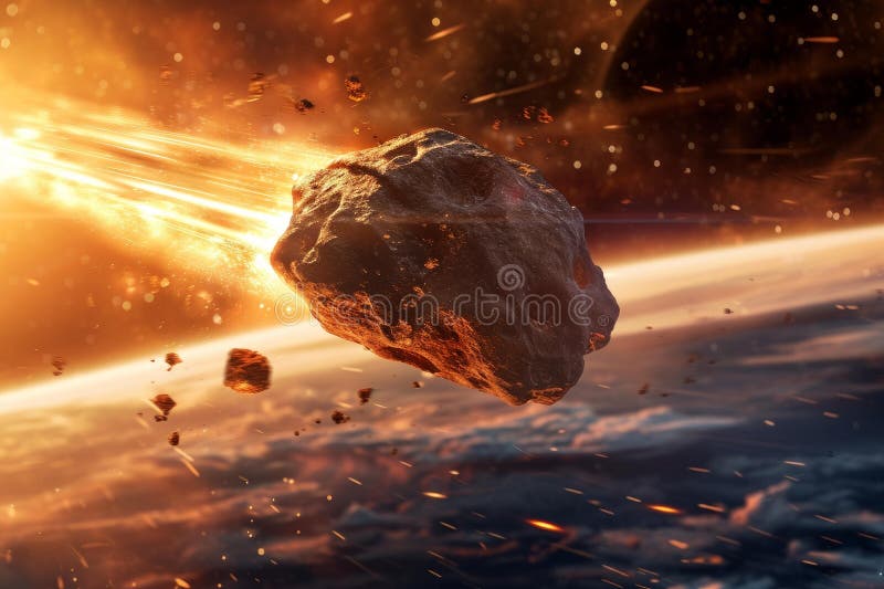 Horrific Asteroid Earth Collision. Generate Ai Stock Image - Image of ...