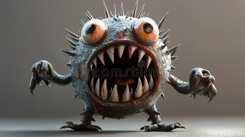 Horrific 3D Render of a Grotesque Monster: a Menacing Creature with ...