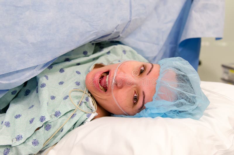 Horrified Woman Screaming during Surgery Stock Image - Image of ...