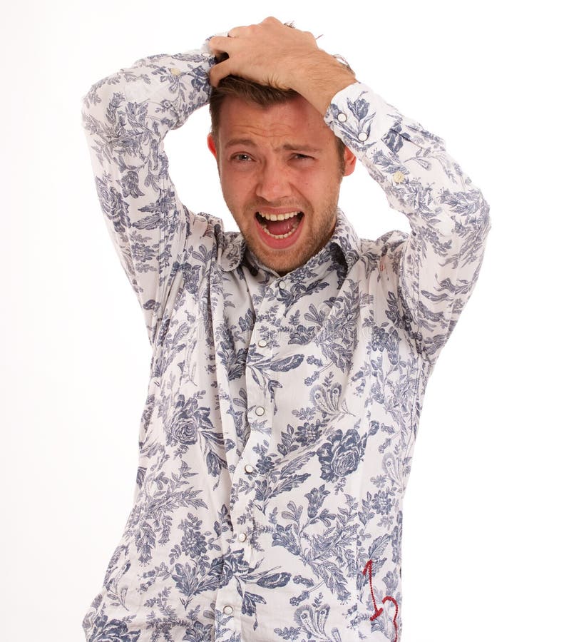 Horrified young man stock image. Image of young, stubble - 33912065