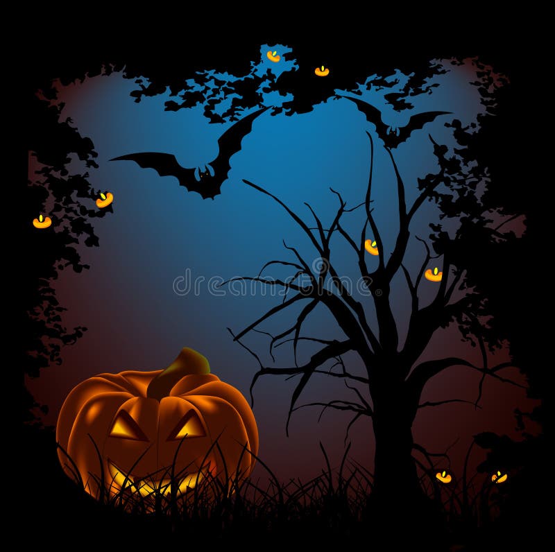 Scene with Halloween Tree 2 Stock Vector - Illustration of scene ...