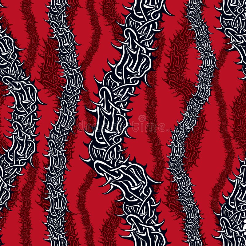 Horror Art Style Seamless Pattern, Vector Background. Blackthorn Stock ...
