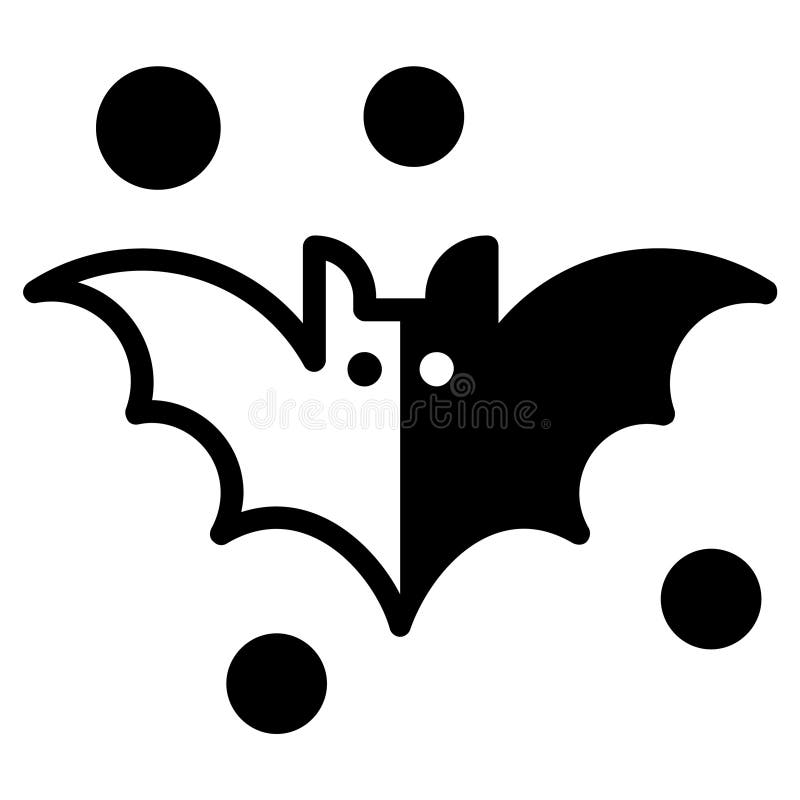 Horror Bat Vector Black Filled Outline Stock Vector - Illustration of ...