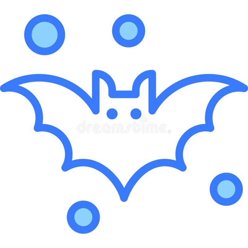 Horror Bat Vector Blue Outline Stock Vector - Illustration of funny ...