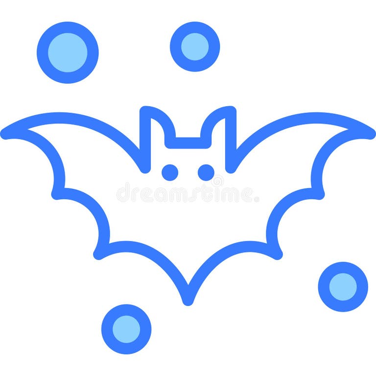Horror Bat Vector Blue Outline Stock Vector - Illustration of funny ...