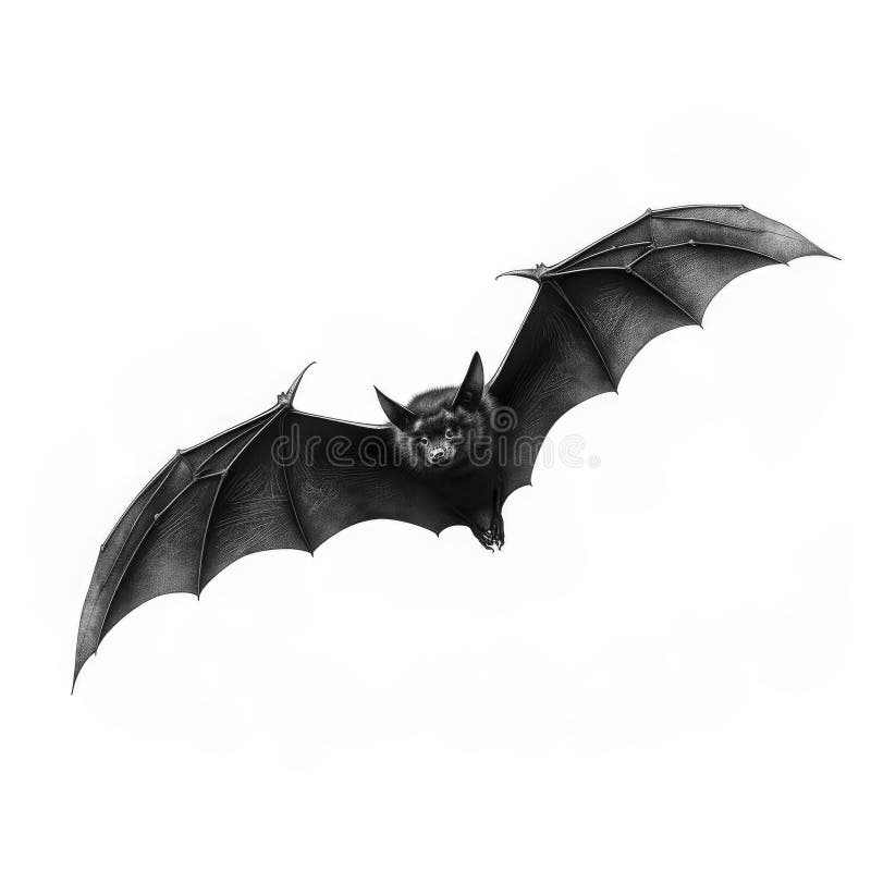 Horror Black Bat Isolated on White Vector Halloween Background ...