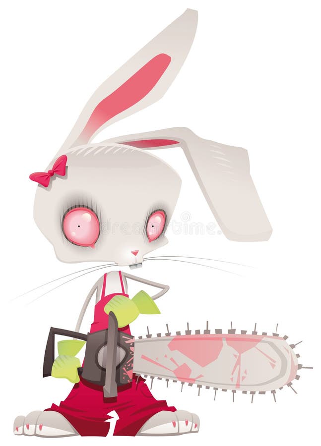 Horror bunny stock vector. Illustration of killer, chainsaw - 12915566