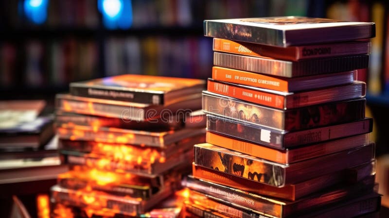 Horror Collection: a Stack of Creepy DVDs and Books with Halloween ...