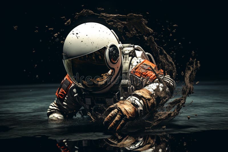 Horror Concept of Dead Astronaut in Space with Broken Helmet Stock ...