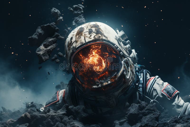 Horror Concept of Dead Astronaut in Space with Broken Helmet Stock ...