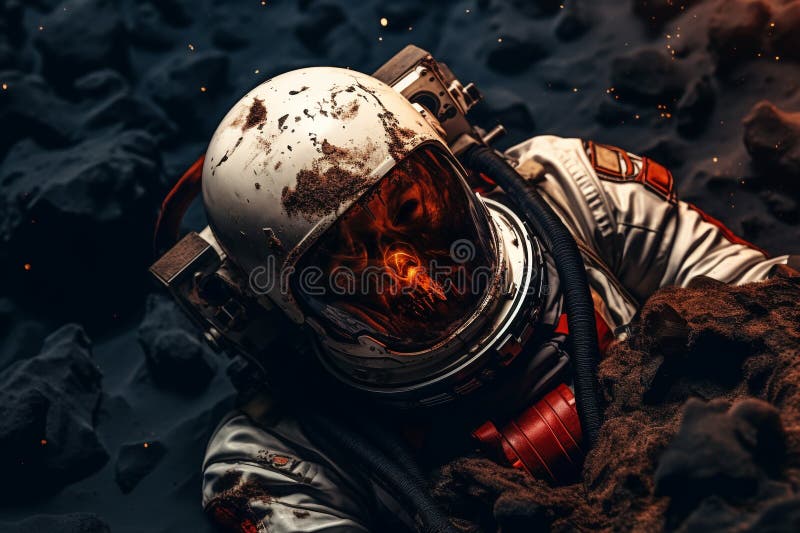 Horror Concept of Dead Astronaut in Space with Broken Helmet Stock ...