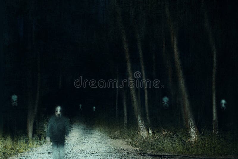 A Horror Concept of a Group of Scary Figures with Skull Like Faces ...