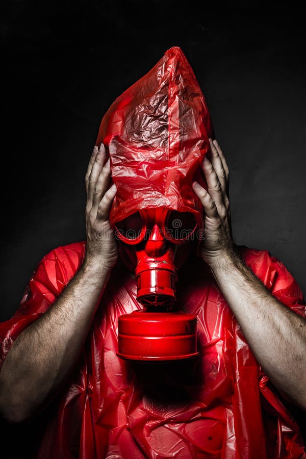 Horror Concept, Man with Red Gas Mask. Stock Photo - Image of equipment ...