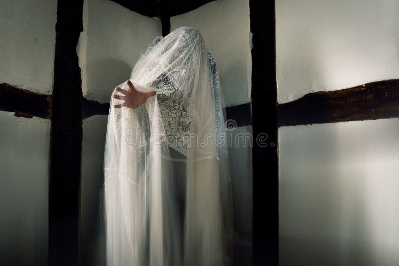 A Horror Concept of a Shrouded Ghost in a Corner of an Old Spooky Room ...