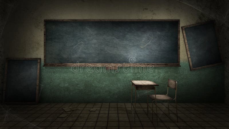 Horror and Creepy Classroom in the School. 3D Rendering Stock ...
