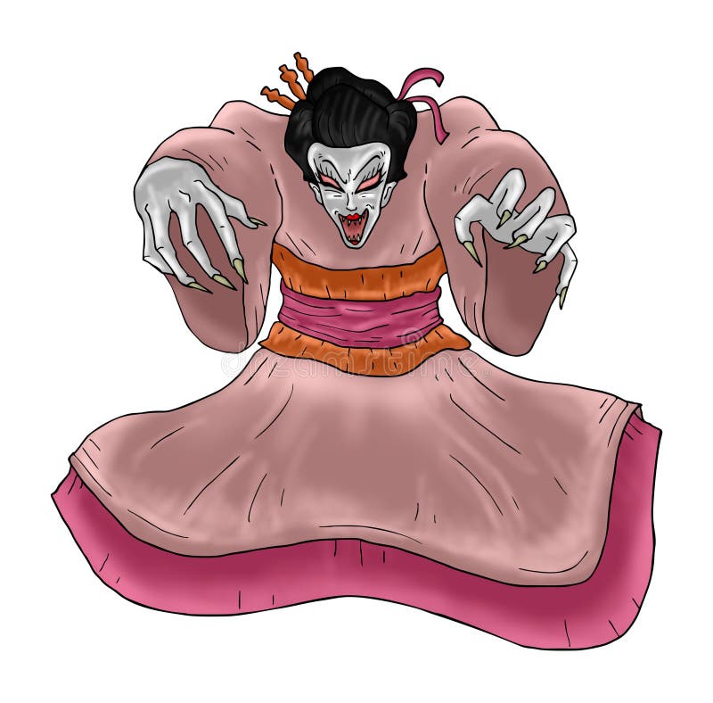 Horror geisha stock illustration. Illustration of fear - 69738319