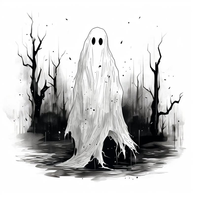 Horror Ghost Bone-Chilling Apparition Stock Illustration - Illustration ...