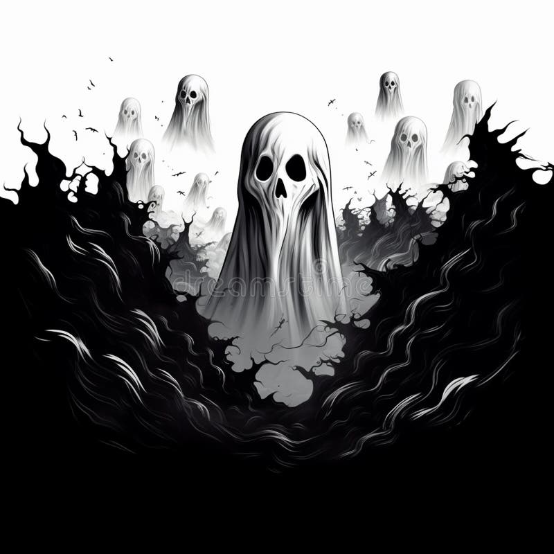 Horror Ghost Characters Eerie Ethereal Forms Stock Illustration ...