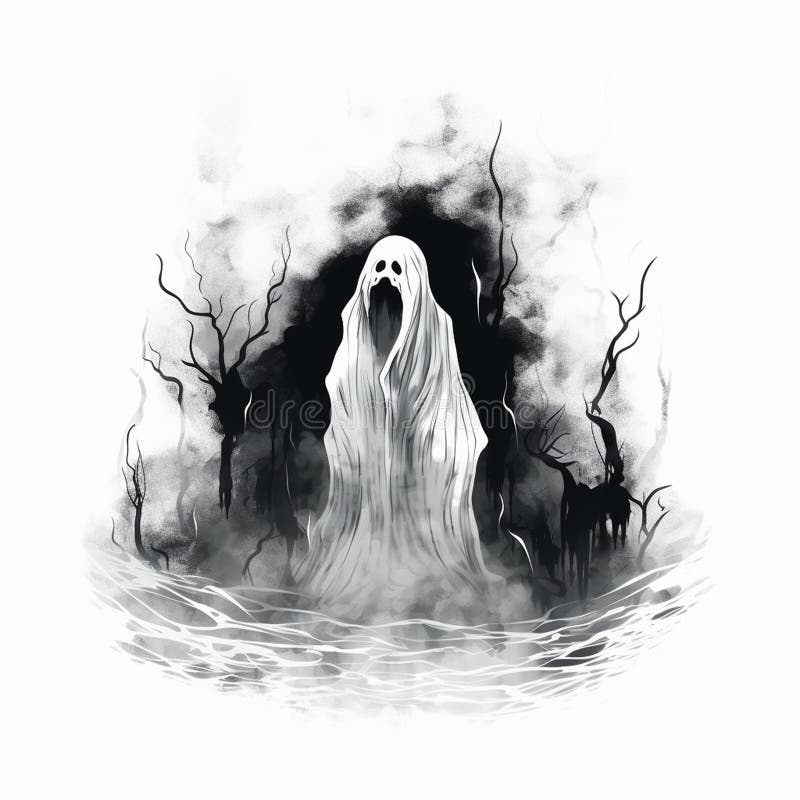 Horror Ghost Characters Eerie Ethereal Forms Stock Illustration ...