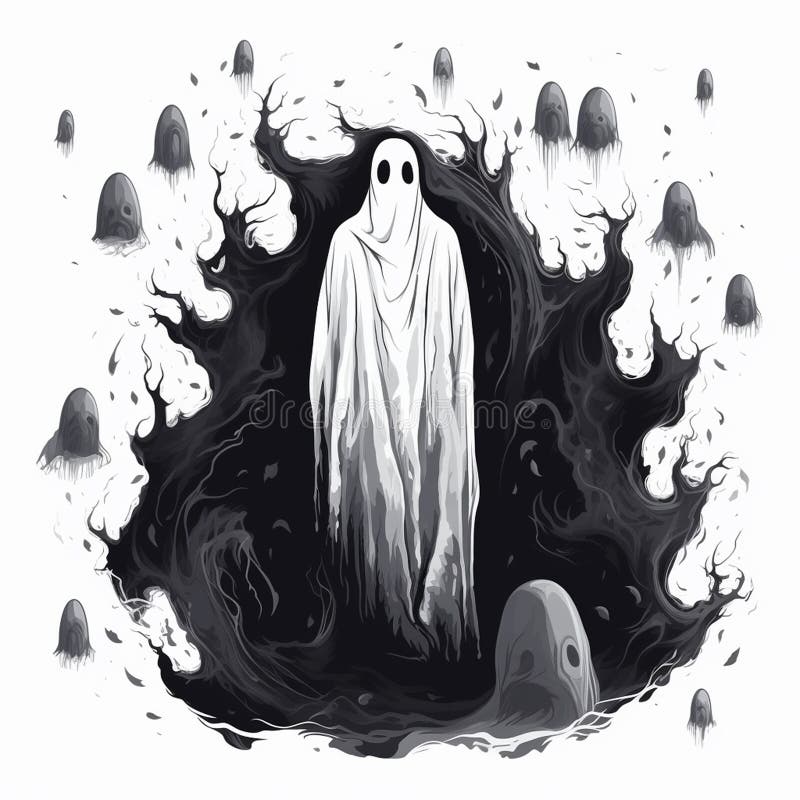 Horror Ghost Characters Eerie Ethereal Forms Stock Illustration ...