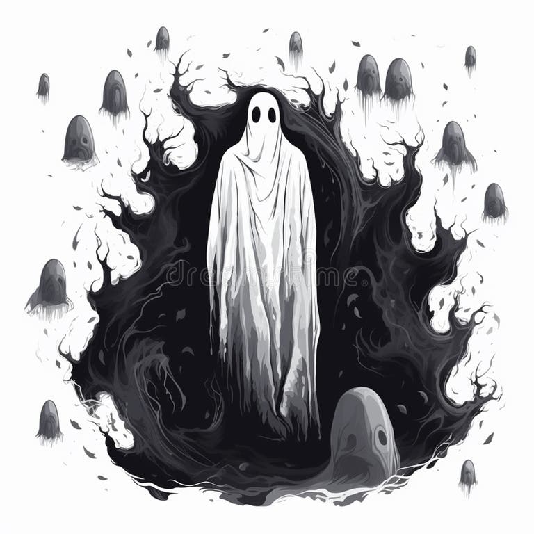 Horror Ghost Characters Eerie Ethereal Forms Stock Illustration ...