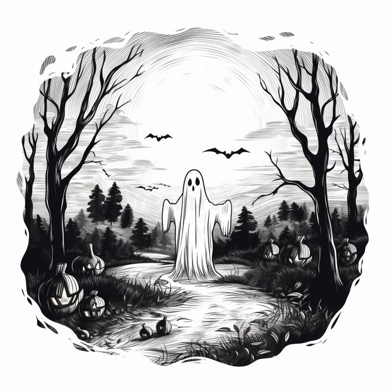 Horror Ghost Chilling Ethereal Entity Stock Illustration - Illustration ...