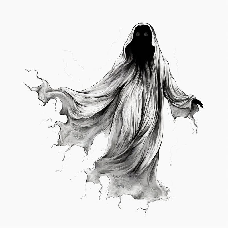Horror Ghost Dreadful Figure Stock Illustration - Illustration of face ...