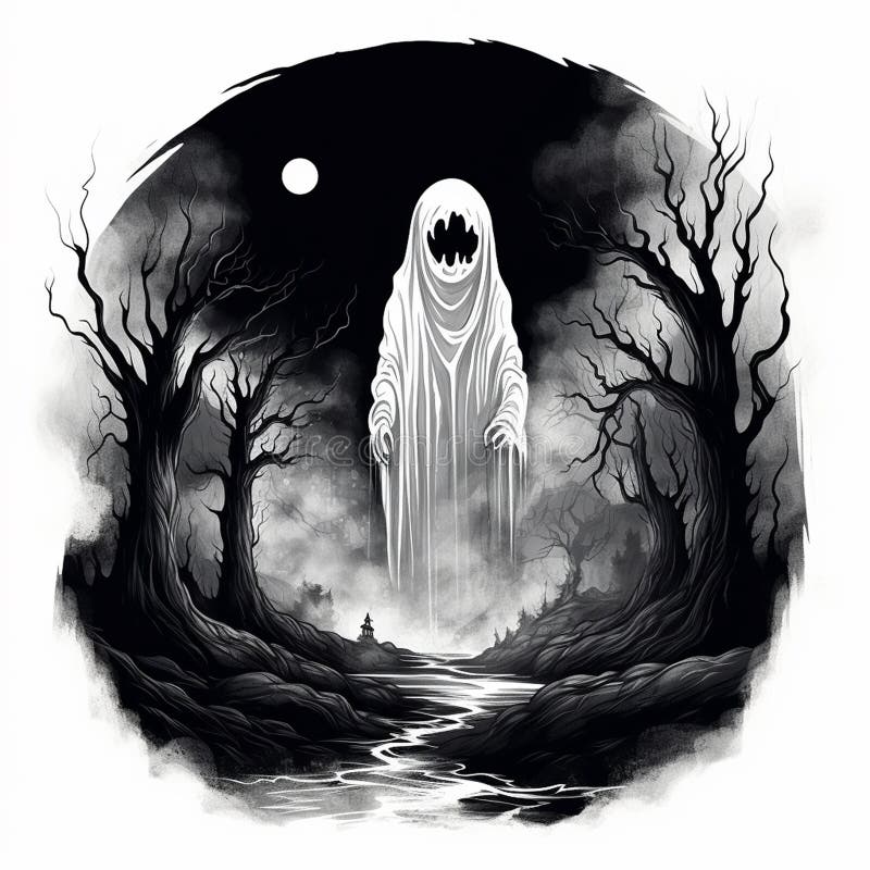 Horror Ghost Illustrations Menacing Ethereal Entities Stock ...