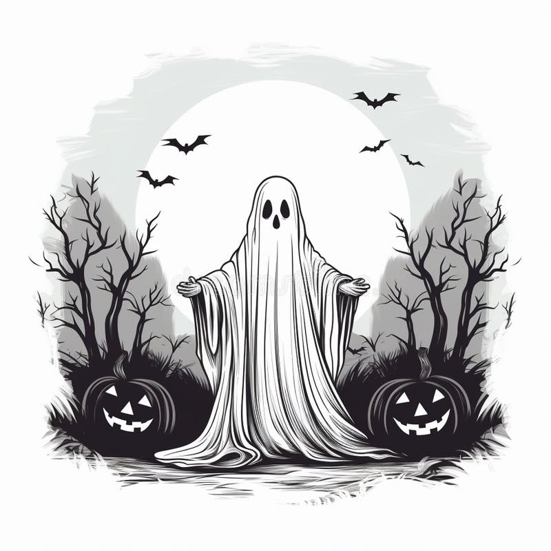 Horror Ghost Petrifying Apparition Stock Illustration - Illustration of ...