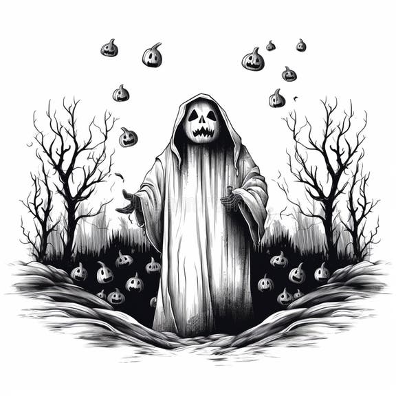 Horror Ghost Petrifying Apparition Stock Illustration - Illustration of ...